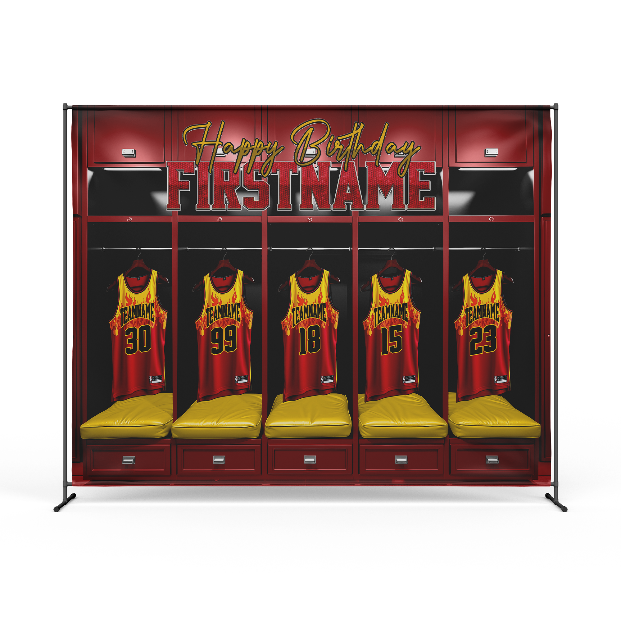 CUSTOMIZED SPORTS BACKDROP WITH LOCKERS, JERSEYS AND SPORTS BALLS – LDD ...